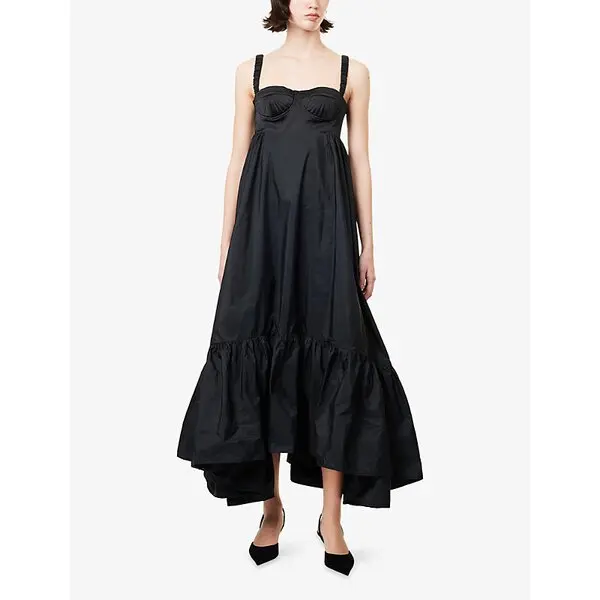 anna october asymmetric cotton-blend maxi dress Anna October Snowdrop Asymmetric Cotton Blend Maxi