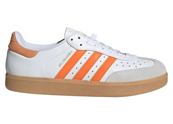 Adidas Velosamba Leather Sneakers - Cloud White/pure Orange/gold Metallic