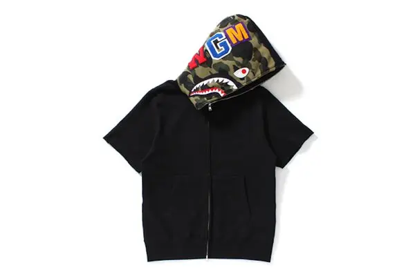A BATHING APE Shark Full Zip Short Sleeve Hoodie - Black