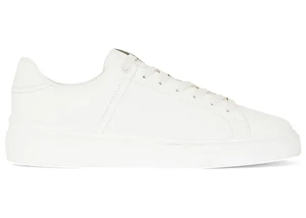 Balmain Bcourt Calfskin Leather Trainers - White
