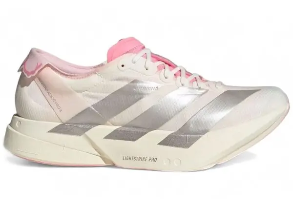 Adidas Adizero Adios Pro 4 Tokyo Marathon Cherry Blossom Sneakers - Core White/silver Metallic/clear Pink