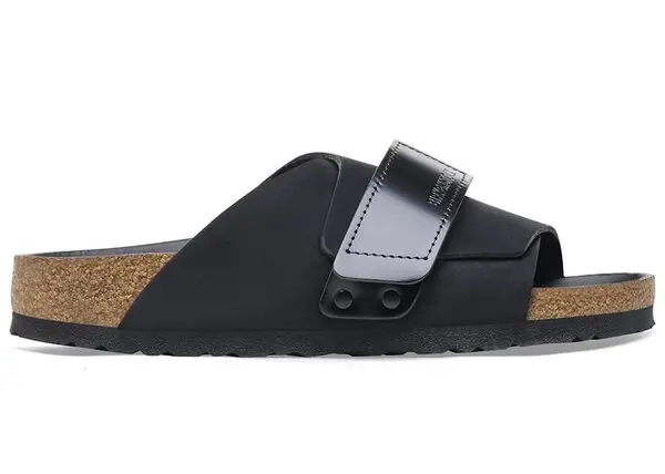 BIRKENSTOCK Kyoto Nubuck Leather Slides - Black