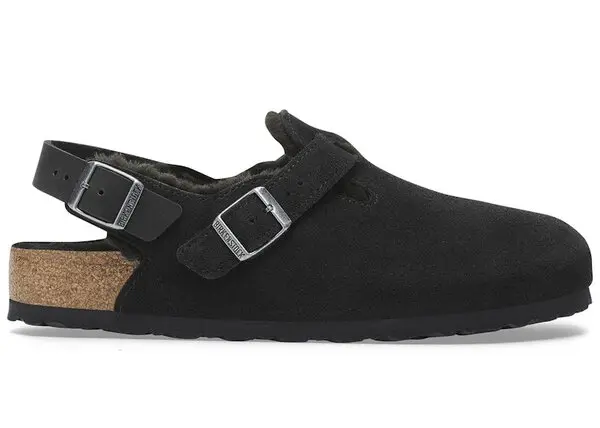 BIRKENSTOCK Tokio Shearling Suede Leather - Black