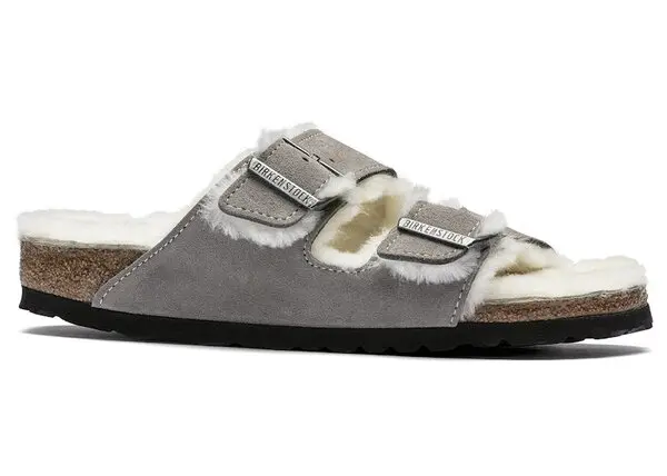 BIRKENSTOCK Arizona Shearling Sandals - Stone Coin