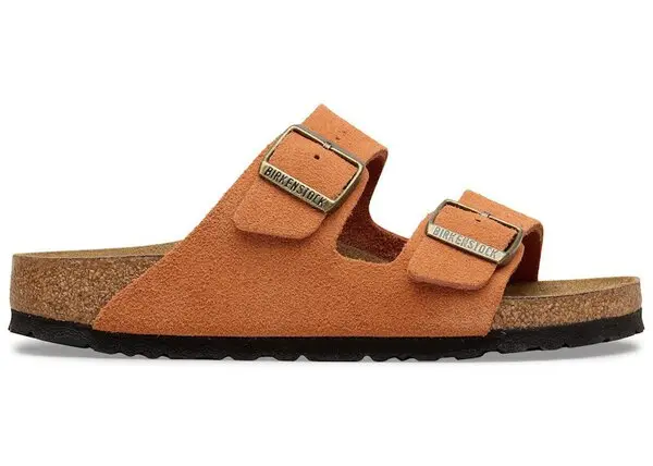 BIRKENSTOCK Arizona Suede Leather Sandals - Dark Rust