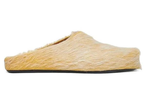 Marni Long Hair Calfskin Fussbett Sabot Mule - Yellow