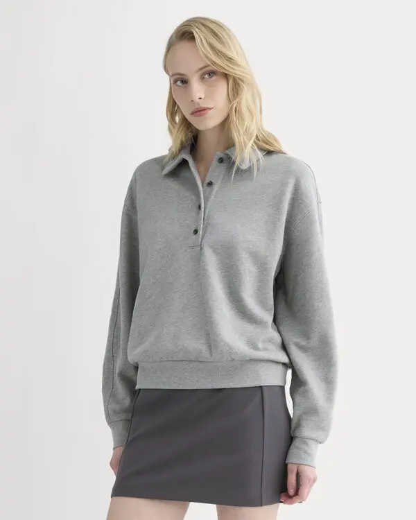 Everlane Lightweight Terry Polo Sweatshirt - Vintage Heather Grey