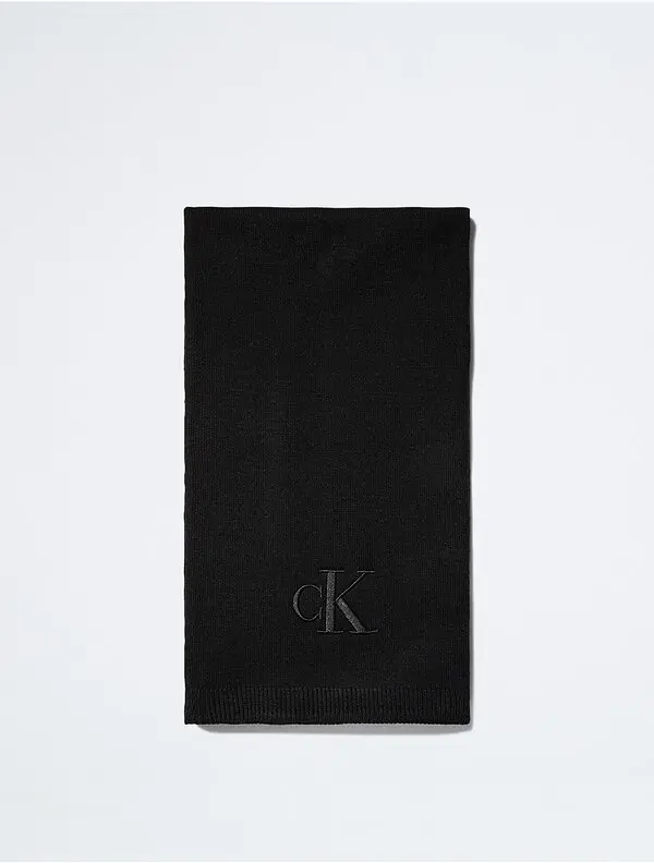 Calvin Klein Monogram Logo Scarf - Ck Black