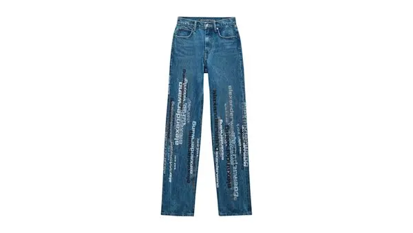 Alexander Wang Ez Vertical Logo Screen Print Jean - Deep Blue