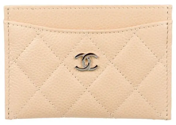 Chanel Classic Card Case Holder - Beige/silver