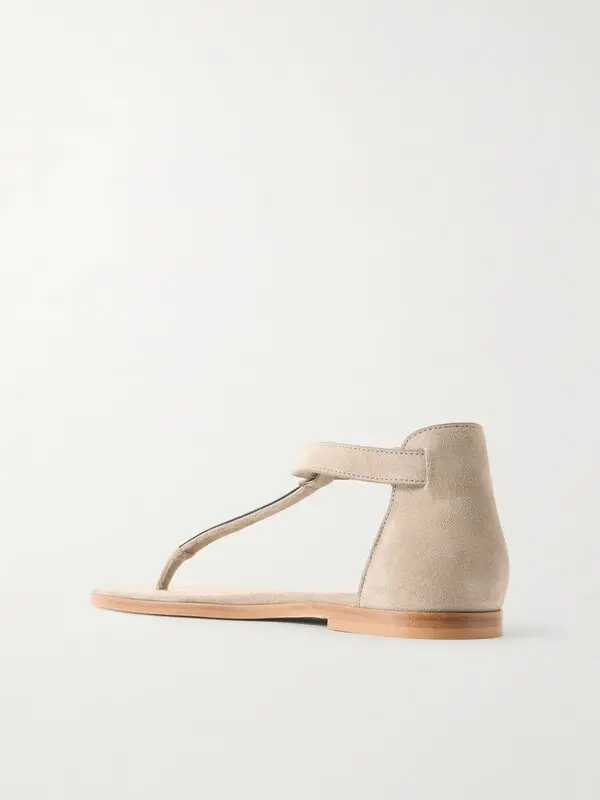 Brunello Cucinelli Bead-embellished Suede Sandals