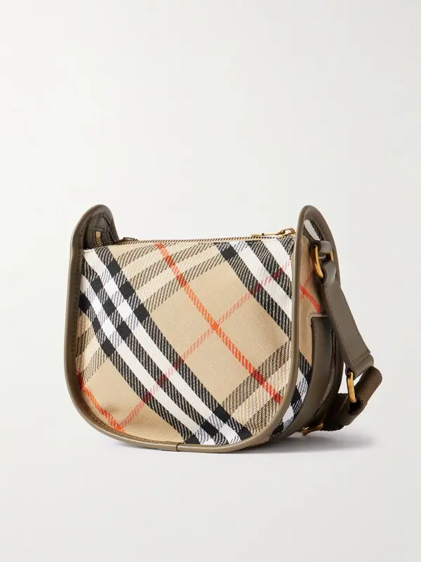Burberry Leather-trimmed Checked Canvas-jacquard Shoulder Bag