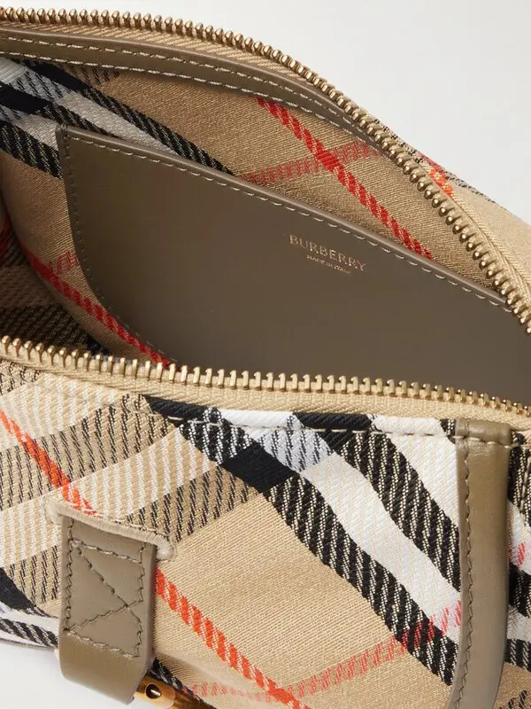Burberry Leather-trimmed Checked Canvas-jacquard Shoulder Bag
