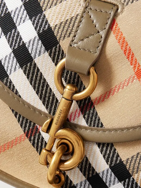 Burberry Leather-trimmed Checked Canvas-jacquard Shoulder Bag