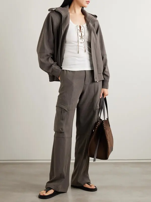 Burberry Lace-up Embroidered Ribbed Tank - Neutrals
