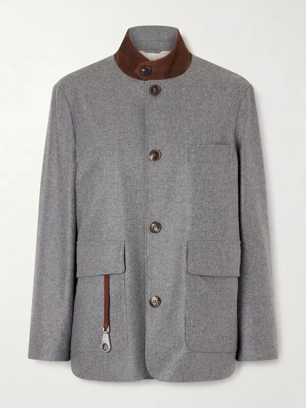 Loro Piana Roadster Suede-trimmed Wool And Cashmere-blend Jacket