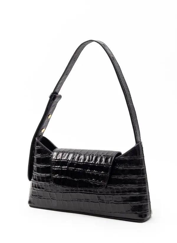 ELLEME Envelope Croco Embossed Leather - Black