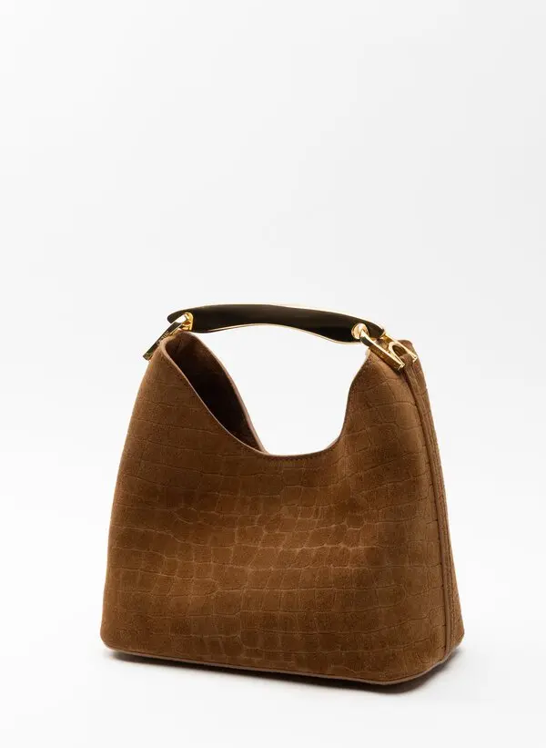 ELLEME Small Boomerang Croco Suede - Cognac