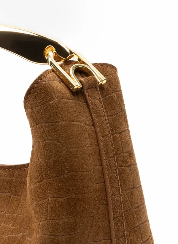 ELLEME Small Boomerang Croco Suede - Cognac