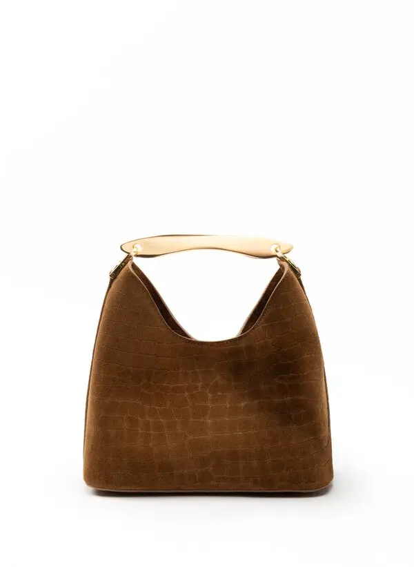 ELLEME Small Boomerang Croco Suede - Cognac