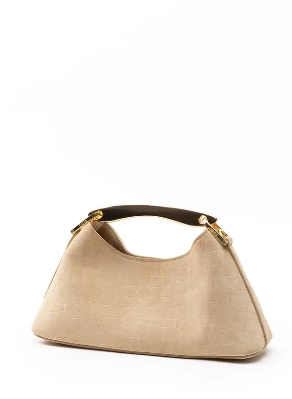 ELLEME Mini Boomerang Croco Suede Bag