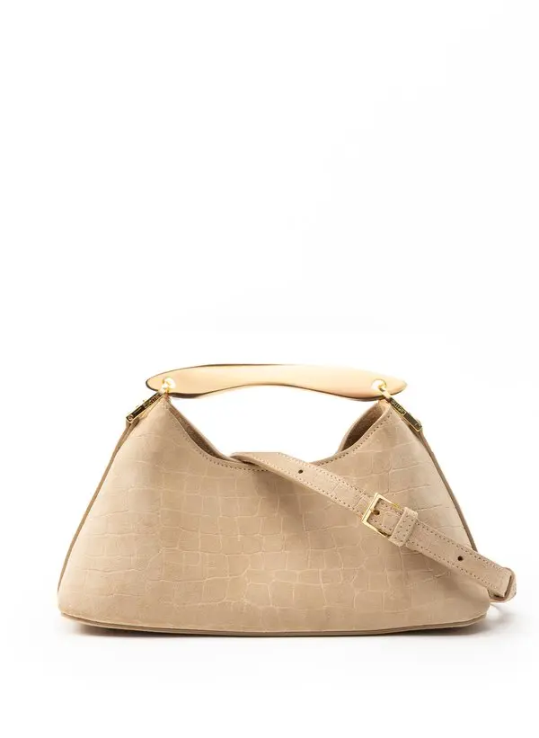 ELLEME Mini Boomerang Croco Suede Bag