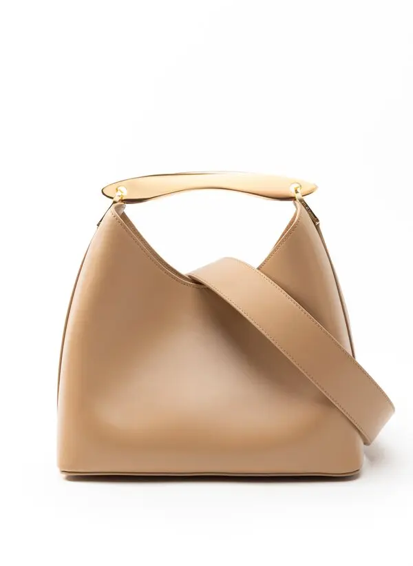 ELLEME Boomerang Large Leather Handbag - Cappuccino