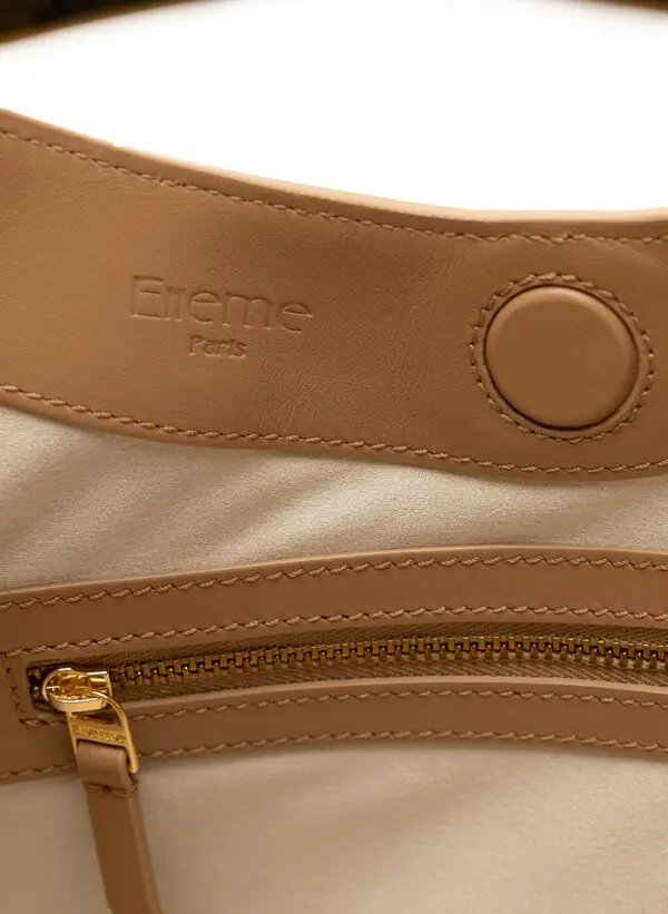 ELLEME Boomerang Large Leather Handbag - Cappuccino