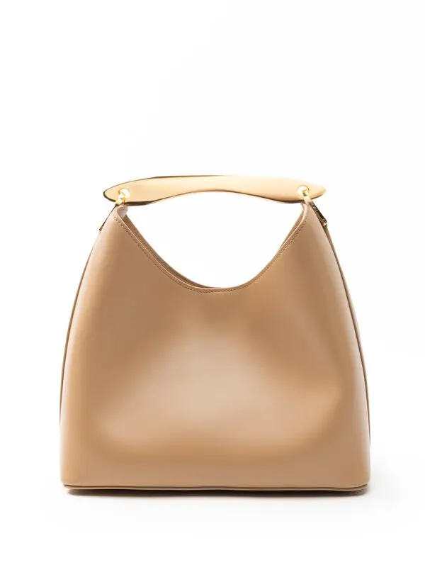 ELLEME Boomerang Large Leather Handbag - Cappuccino