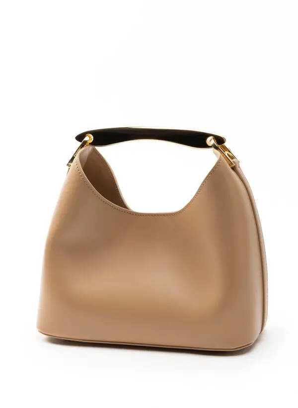 ELLEME Boomerang Large Leather Handbag - Cappuccino