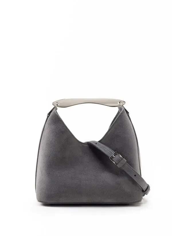 ELLEME Small Boomerang Suede Handbag - Grey