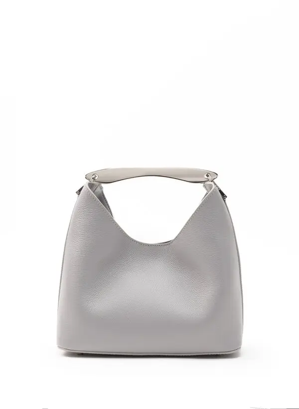ELLEME Small Boomerang Pebbled Leather Top Handle Bag - Grey