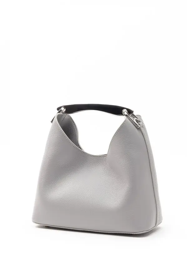 ELLEME Small Boomerang Pebbled Leather Top Handle Bag - Grey