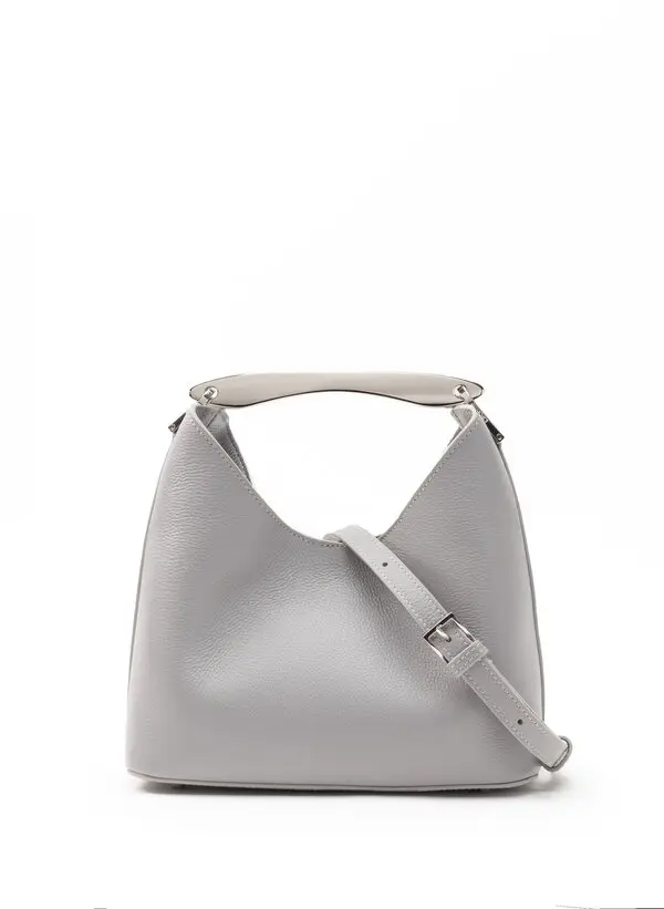 ELLEME Small Boomerang Pebbled Leather Top Handle Bag - Grey