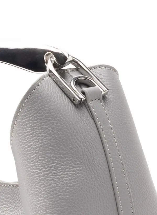 ELLEME Small Boomerang Pebbled Leather Top Handle Bag - Grey