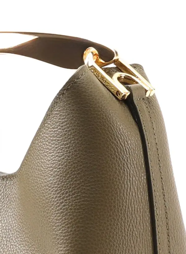 ELLEME Small Boomerang Pebbled Leather Bag - Khaki