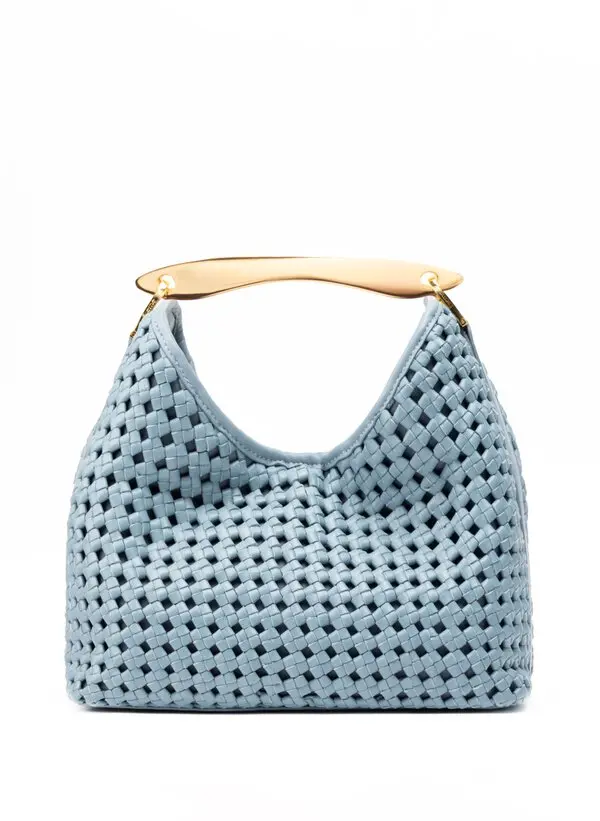 ELLEME Boomerang Large Woven Leather Handbag - Arctic Blue