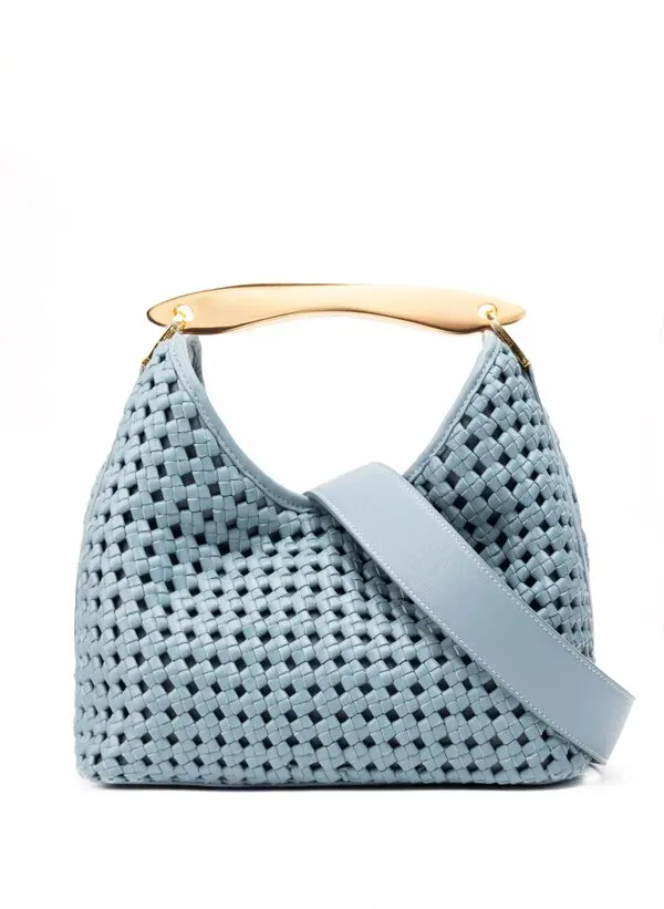ELLEME Boomerang Large Woven Leather Handbag - Arctic Blue