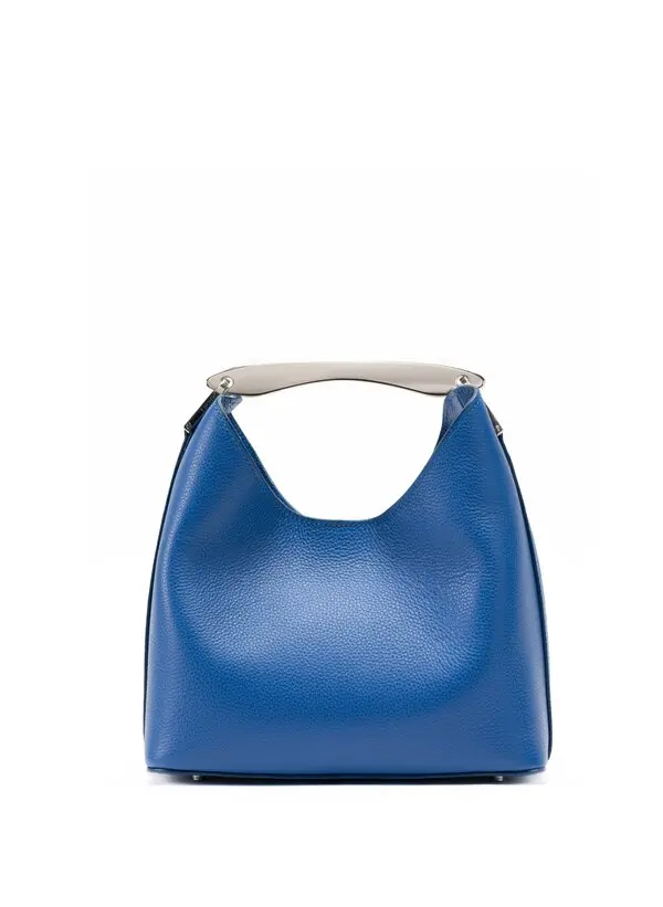 ELLEME Small Boomerang Pebbled Leather Handbag - Azure Blue