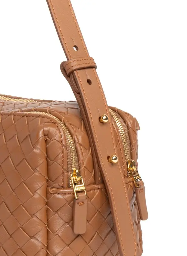 ELLEME Trousse Woven Leather - Cognac