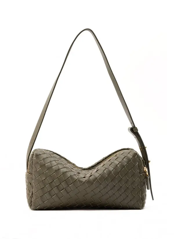 ELLEME Trousse Woven Leather Bag - Olive Green