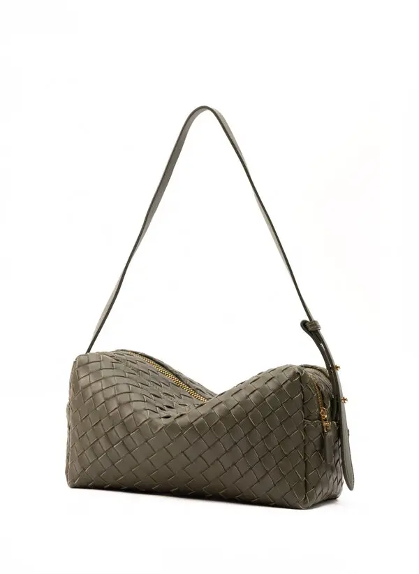 ELLEME Trousse Woven Leather Bag - Olive Green