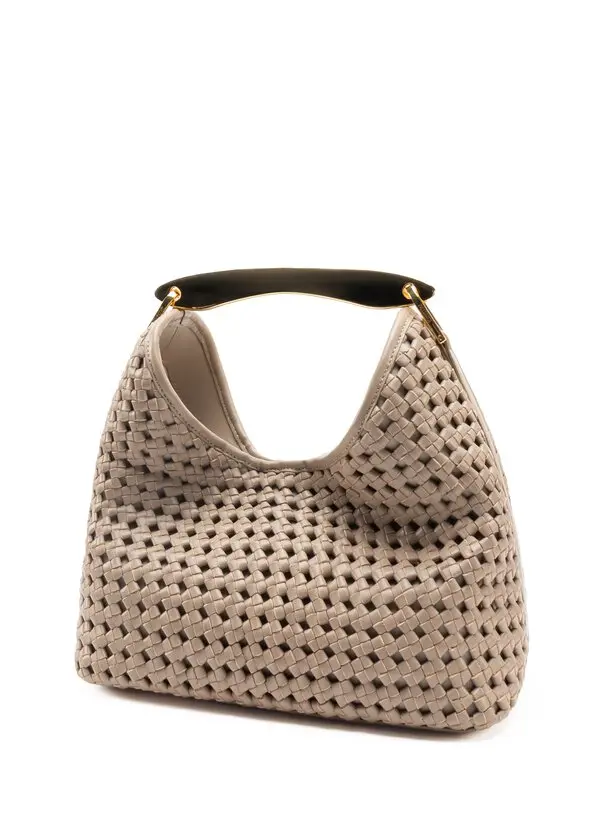 ELLEME Boomerang Woven Leather Top Handle Bag - Taupe