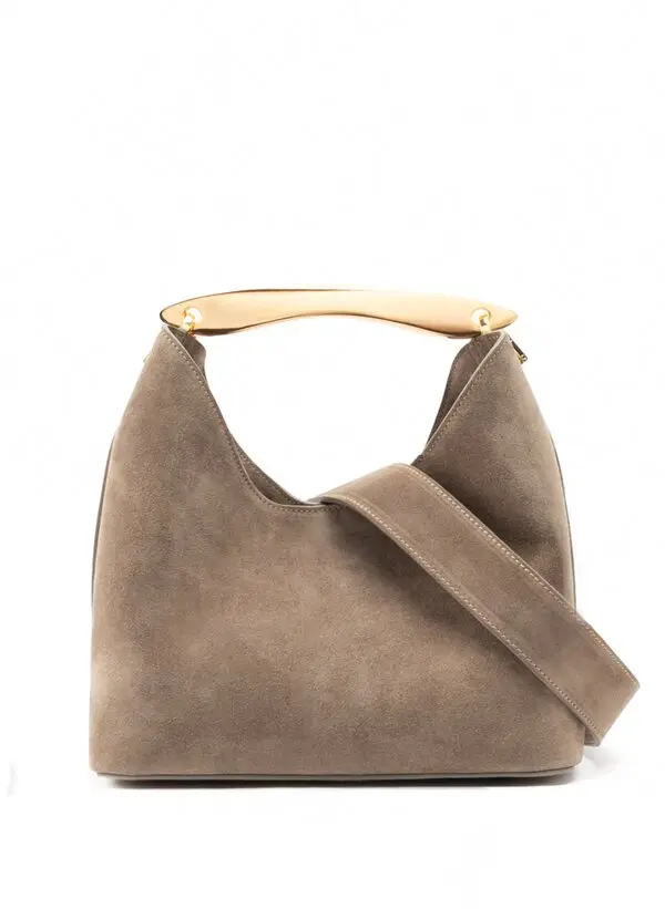 ELLEME Boomerang Large Suede Top Handle Bag - Taupe