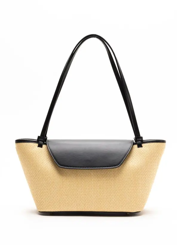 ELLEME Courrier Raffia And Leather Tote - Black