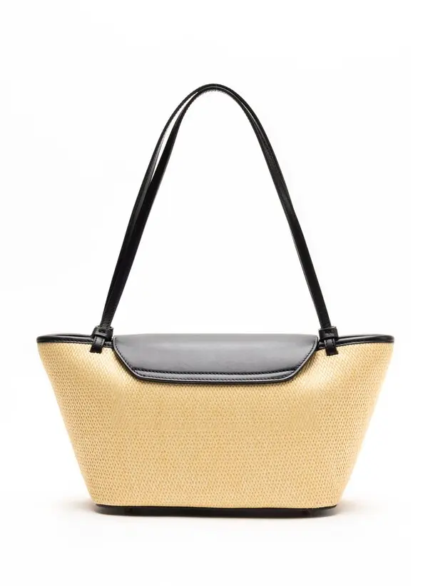 ELLEME Courrier Raffia And Leather Tote - Black