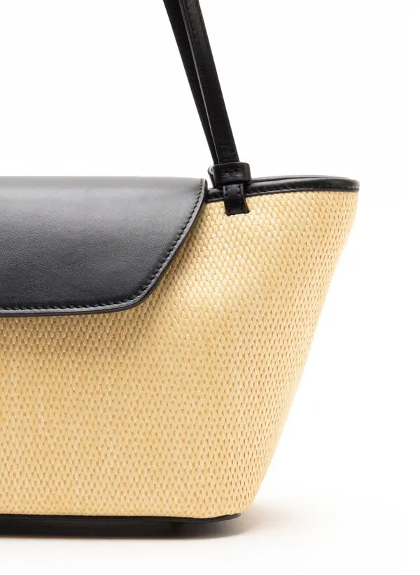ELLEME Courrier Raffia And Leather Tote - Black