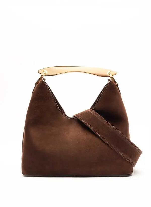 ELLEME Boomerang Large Suede Shoulder Bag - Brownie