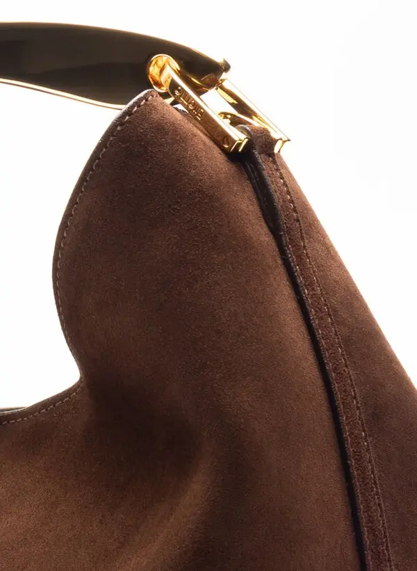 ELLEME Boomerang Large Suede Shoulder Bag - Brownie