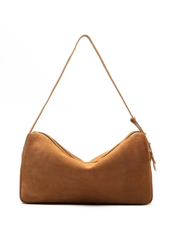 ELLEME Trousse Large Suede Shoulder Bag - Cognac